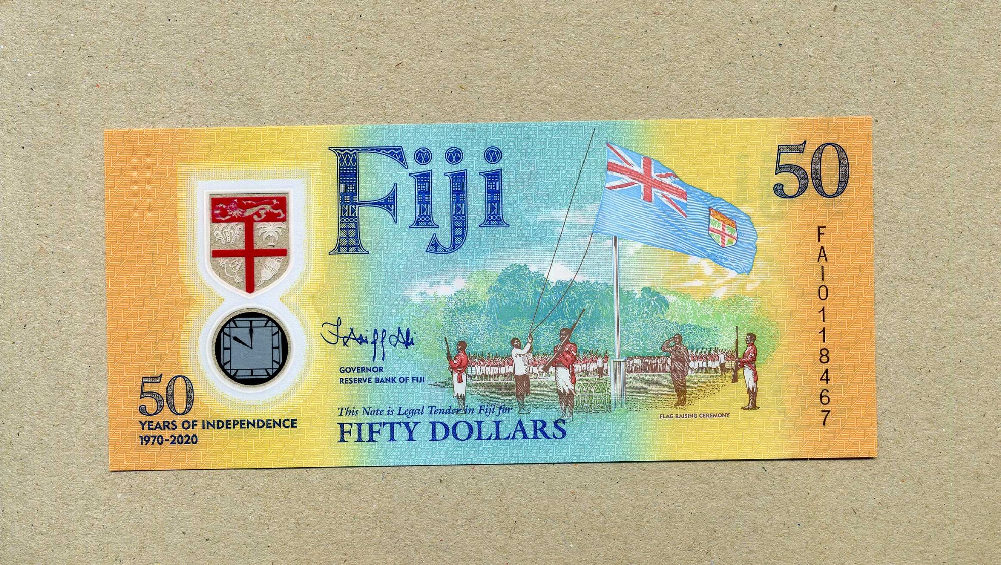 Fiji-Insel 50 Dollars 2020 P.121 - Polymerausgabe - 50 Years ...