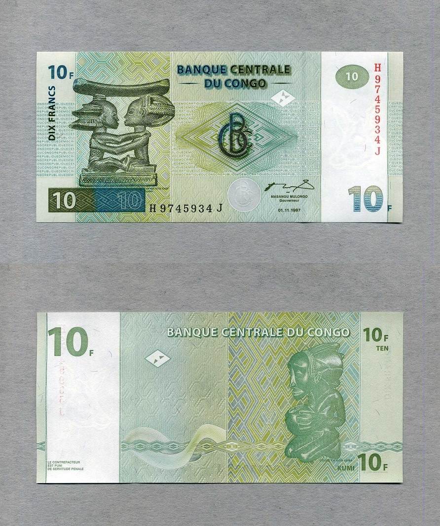 Congo-Dem.Republik 10 Francs P.87B unc / GEM UNC | MA-Shops