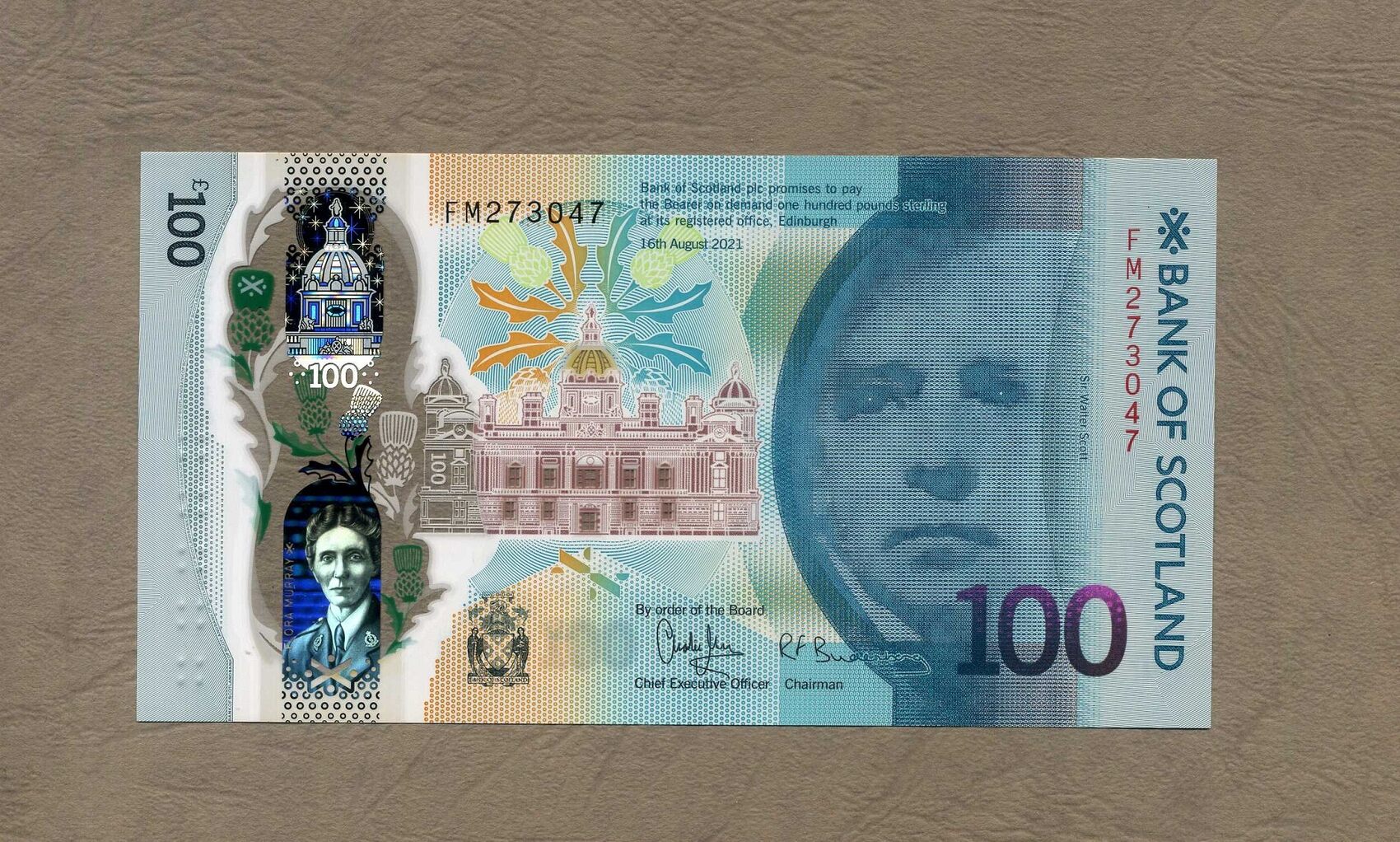 Bank of Scotland 100 Pound 16.8.2021 - Sir Walter Scott - Dr.Flora ...