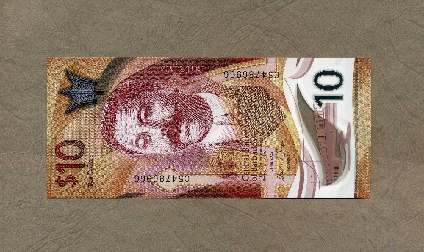 Barbados 10 Dollars - Neue Ausgabe - Polymer - Serie 2022 - Charles ...