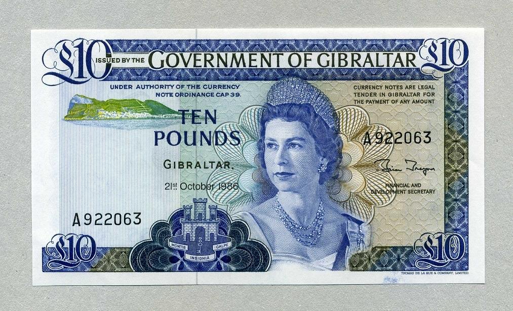 Gibraltar 10 Pounds 1986 P.22b unc / GEM UNC | MA-Shops