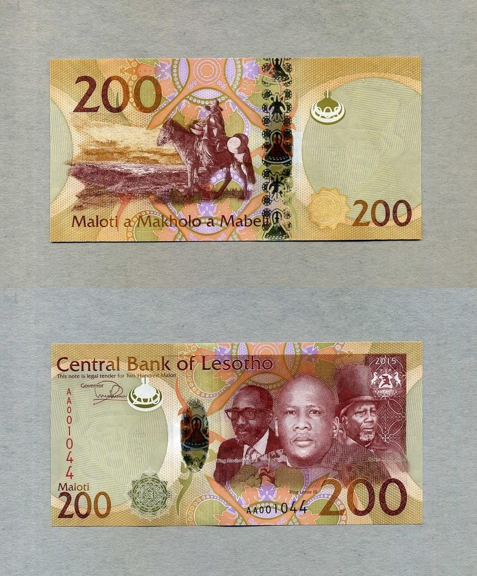 Lesotho 200 Maloti - New Design - 2015 unc / GEM UNC | MA-Shops