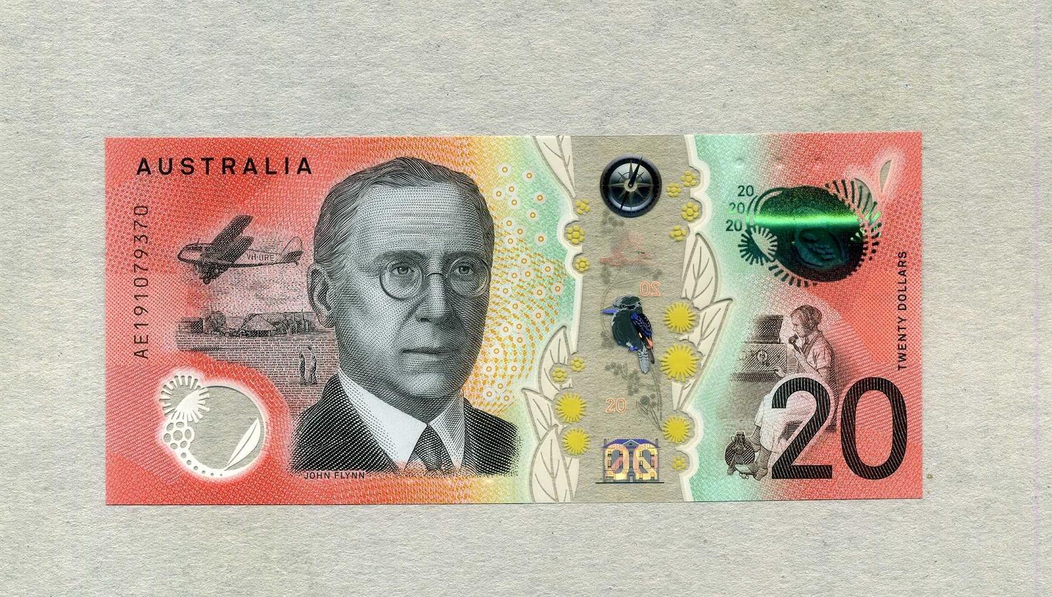 Australien 20 Dollars (20)19 P.64a - New Design - Polymer - John Flynn ...