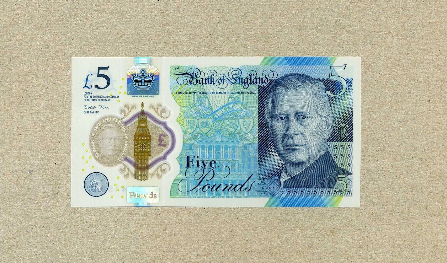 Grossbritannien 5 Pounds - Neue Serie in Polymer - 2024 - King Charles ...