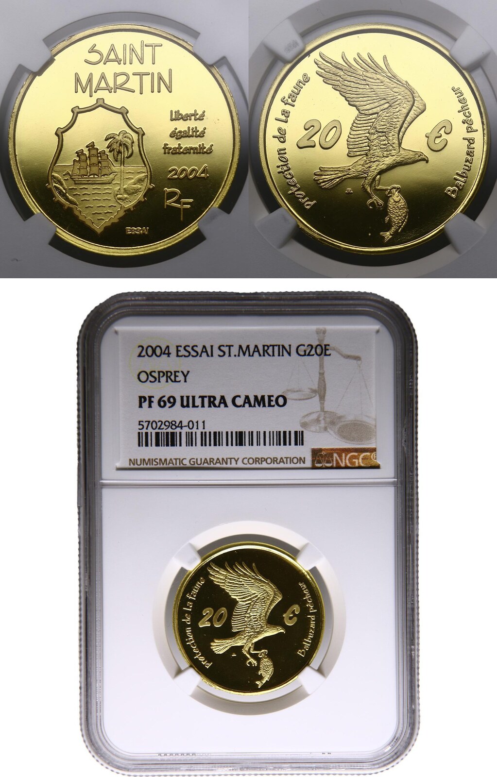 Saint Martin 20 euro 2004 ESSAI. Proof | MA-Shops
