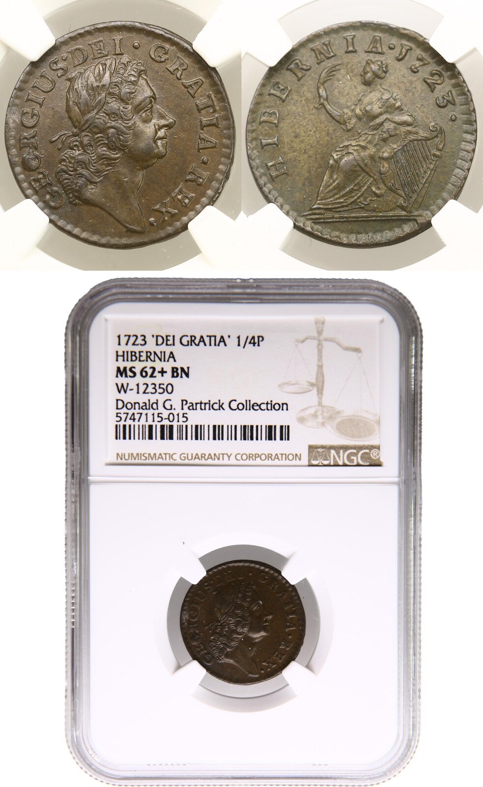 Ireland 1 farthing 1723 George I MS62+ | MA-Shops