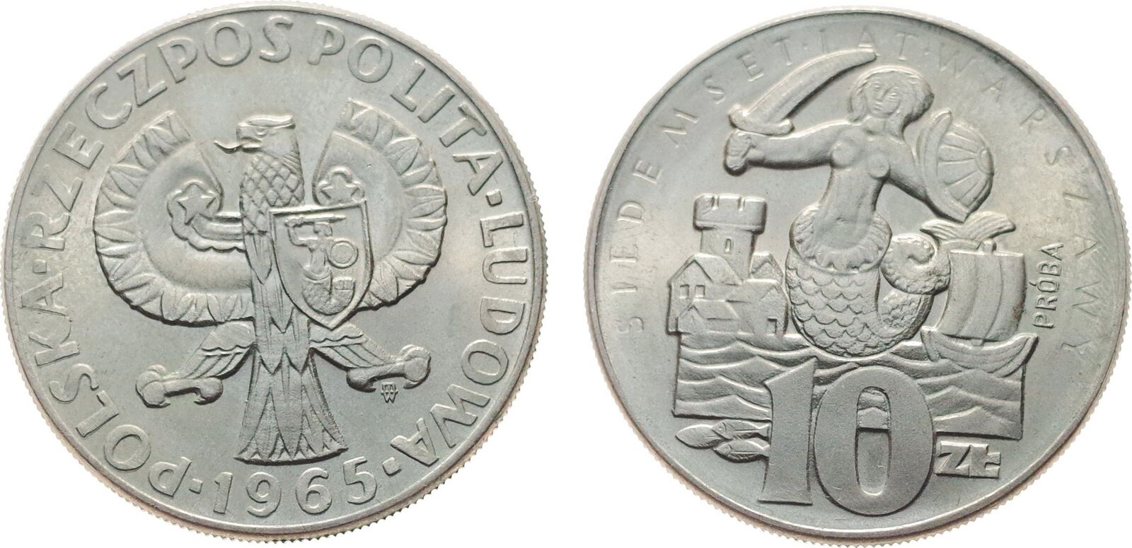 Polen 10 Zloty 1965 700 Jahre Warschau Probe unz MA Shops
