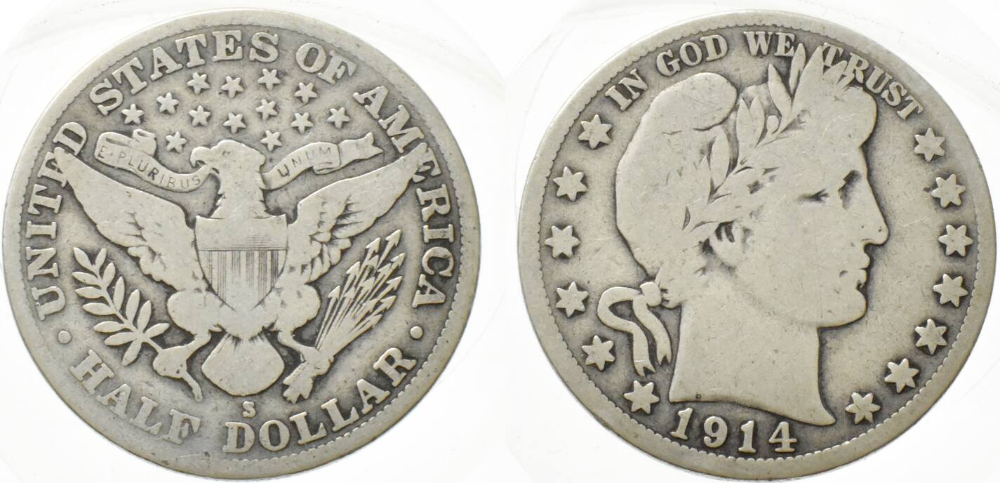 USA 1/2 Dollar 1914 Barber, Half Dollar VF | MA-Shops