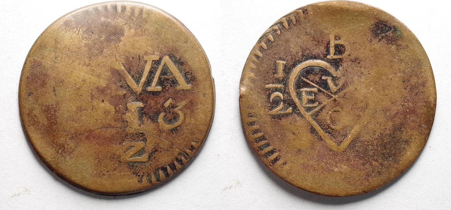 Niederlande VOC 1/2 Stuiver 1813 Netherlands East Indies JAVA VF | MA-Shops