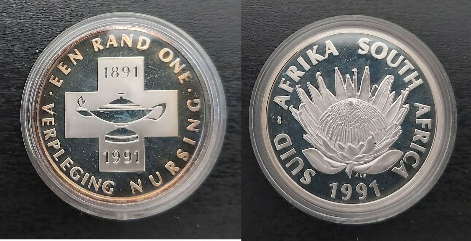 1 RAND 1991 SOUTH AFRICA - RARE SILVER UNC COIN YEAR KM#142 NURSING ...