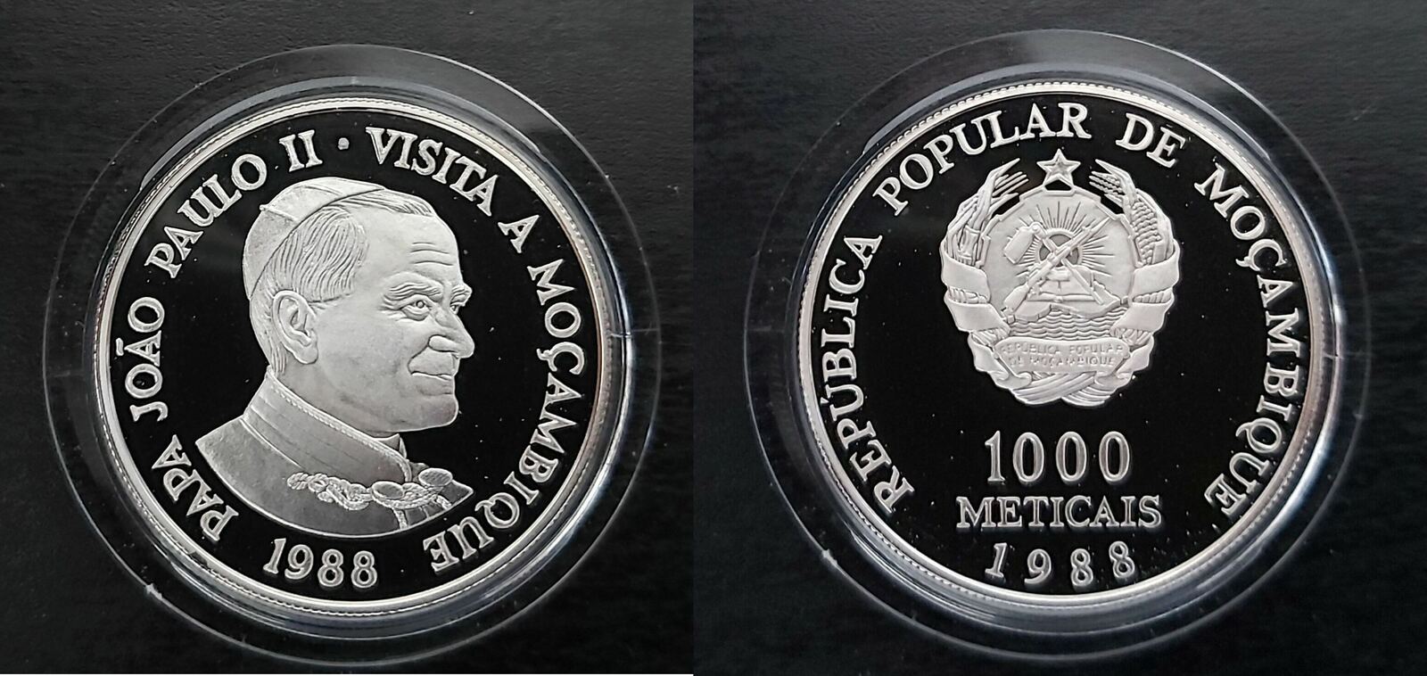 1000 METICAIS 1988 MOZAMBIQUE - SILVER PROOF COIN YEAR KM#109a PAPA ...