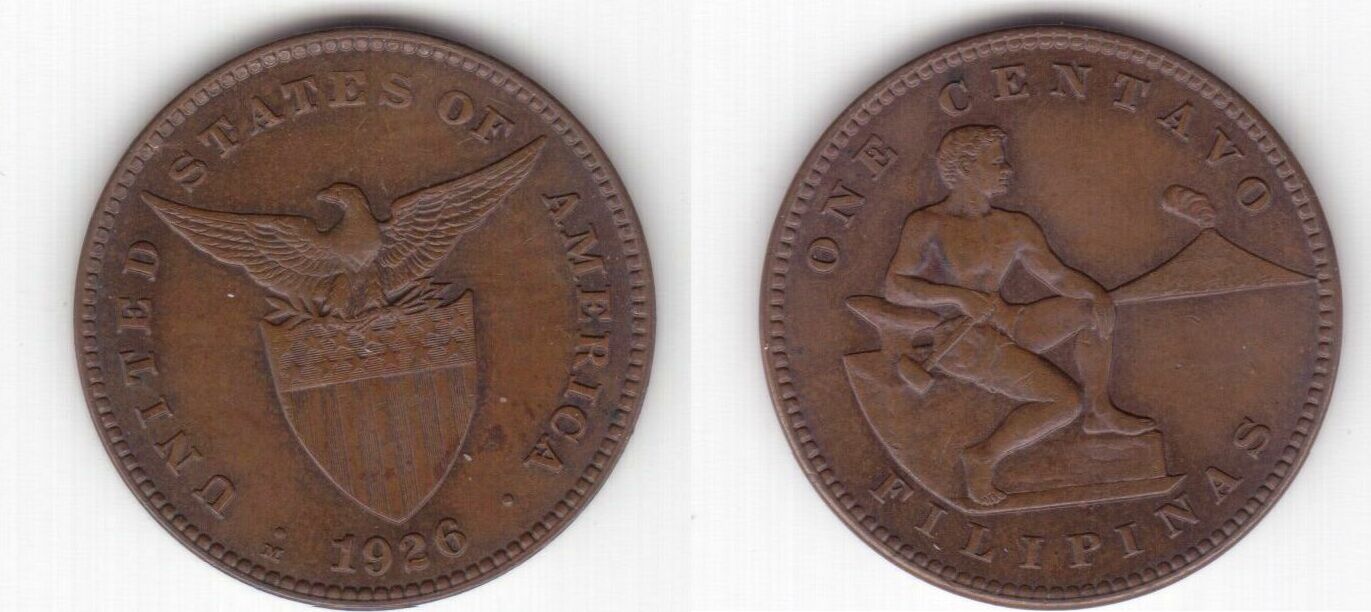 1 CENTAVO 1926 M US PHILIPPINES UNC COIN YEAR KM#163 | MA-Shops