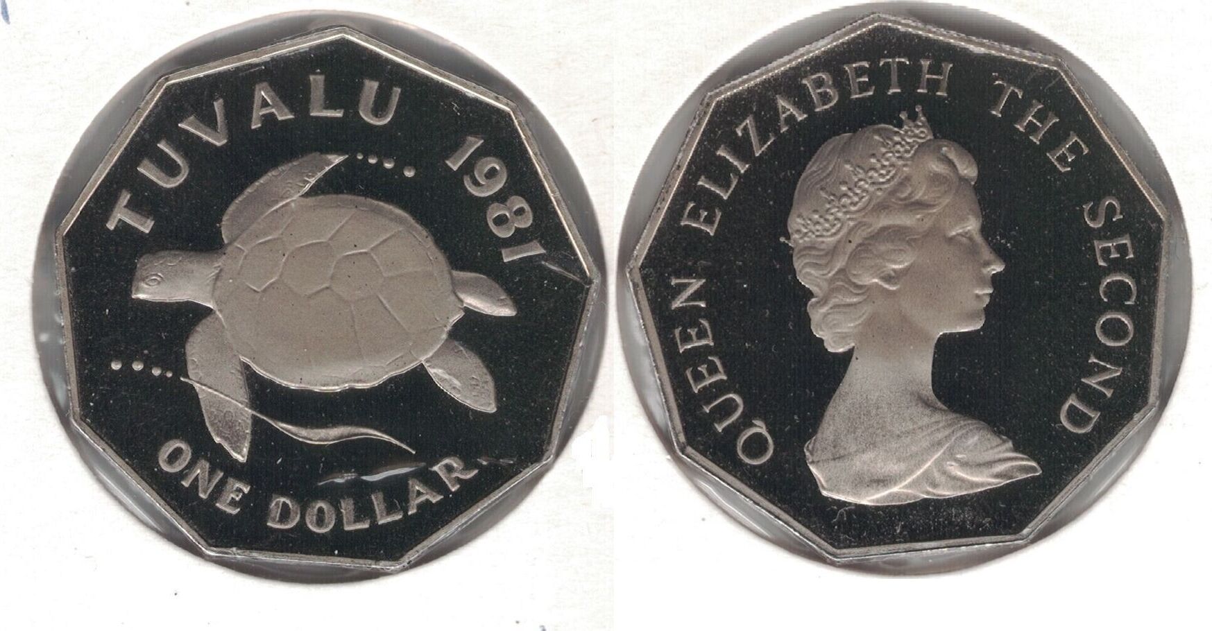 1981 TUVALU 1$ PROOF COIN YEAR KM#7 TURTLE | MA-Shops