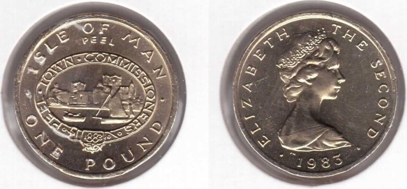 1 POUND 1983 ISLE OF MAN RARE UNC COIN YEAR KM#109 PEEL SHIP | MA-Shops