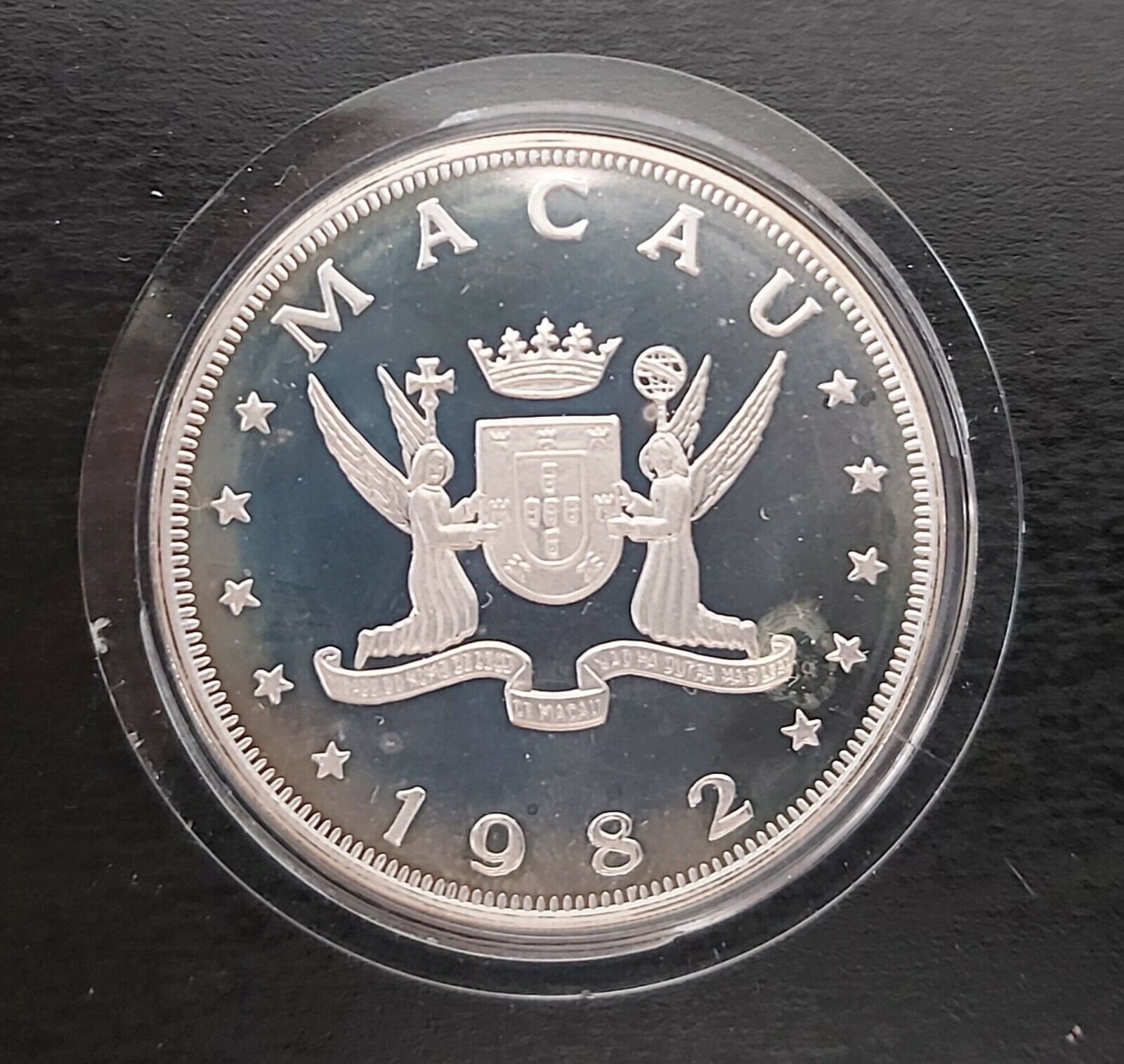 100 PATACAS 1982 MACAO MACAU - RARE SILVER PROOF COIN YEAR OF DOG KM#25 ...