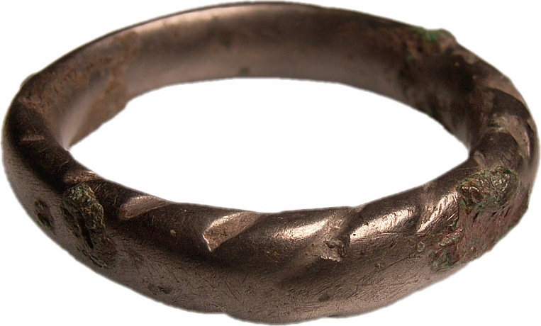 Viking finger ring with notches silver, medieval ring Norman collection ...