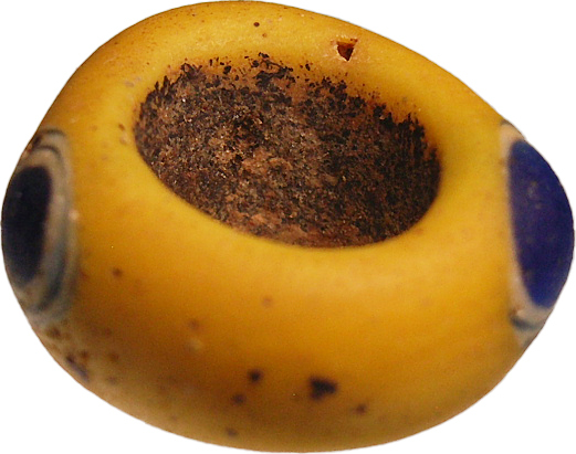 RARITY: Roman eye bead, decorative bead made of yellow glass with blue ...