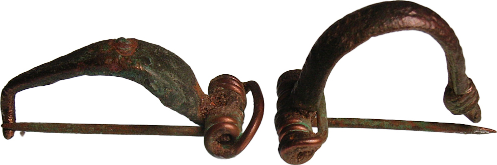 2 Rare Celtic bow robe fibula, Celts collection of antique fibulae, La ...