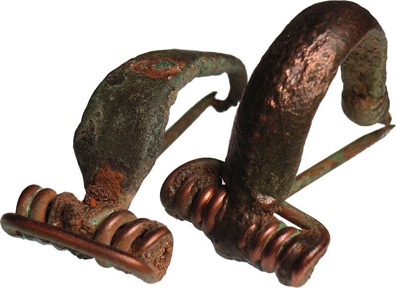2 Rare Celtic bow robe fibula, Celts collection of antique fibulae, La ...