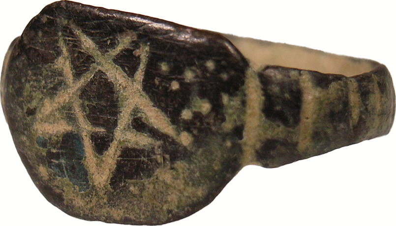 Roman-Byzantine finger ring with pentagram made of bronze, Dutch ...