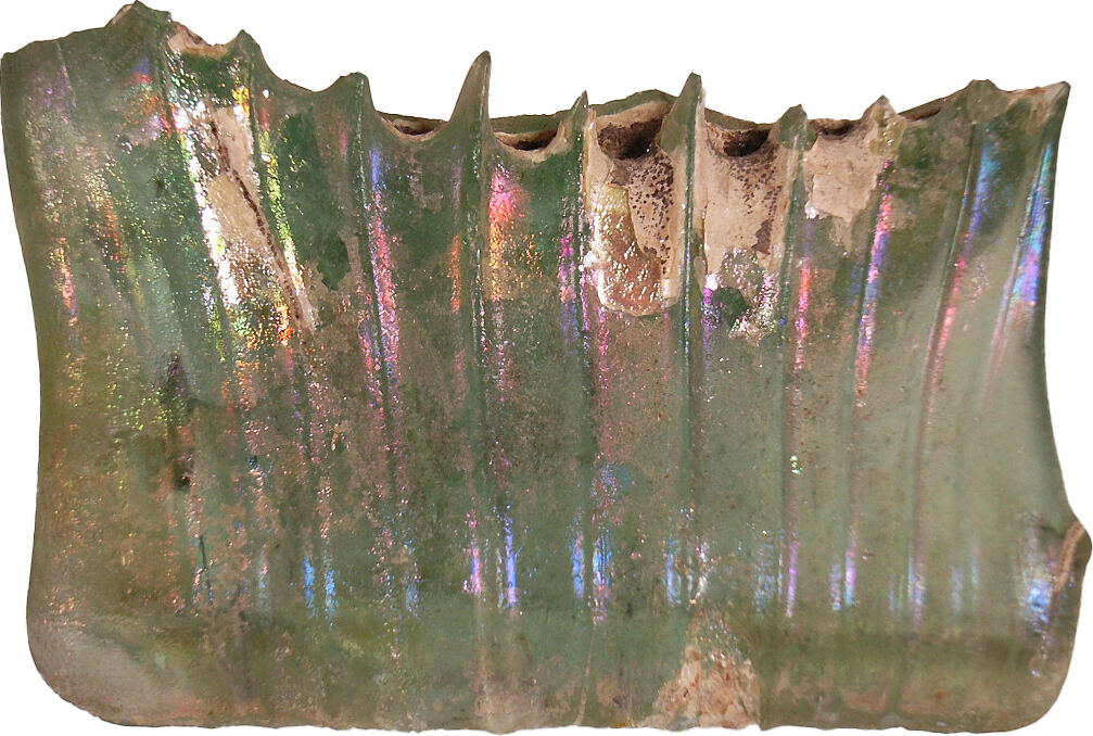 Roman glass fragments, iridescent, estate from France, Roman collection ...