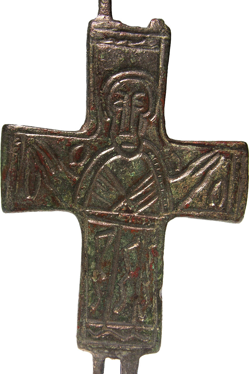 Large Byzantine cross pendant, RELIC CROSS with saint, late antiquity ...