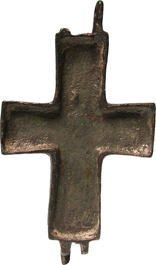 Large Byzantine cross pendant, RELIC CROSS with saint, late antiquity ...