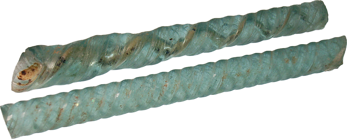 Roman cosmetic stick fragments of twisted azure glass, Roman Empire ...