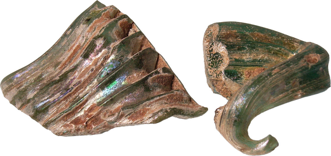 Roman glass fragments, iridescent, estate from France, Roman collection ...