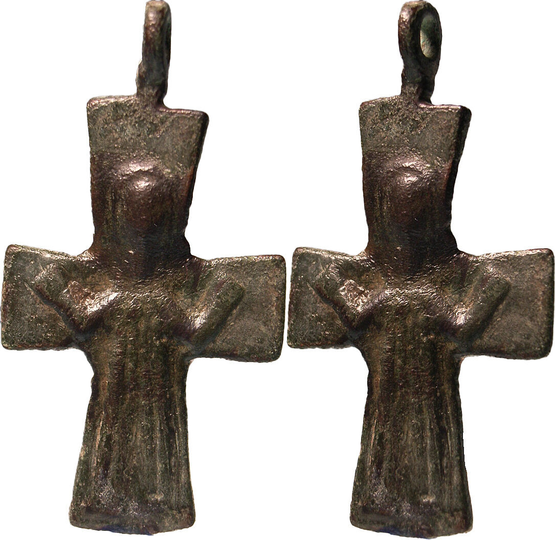 Rare Byzantine cross pendant, RELIC CROSS with saint, late antiquity ...