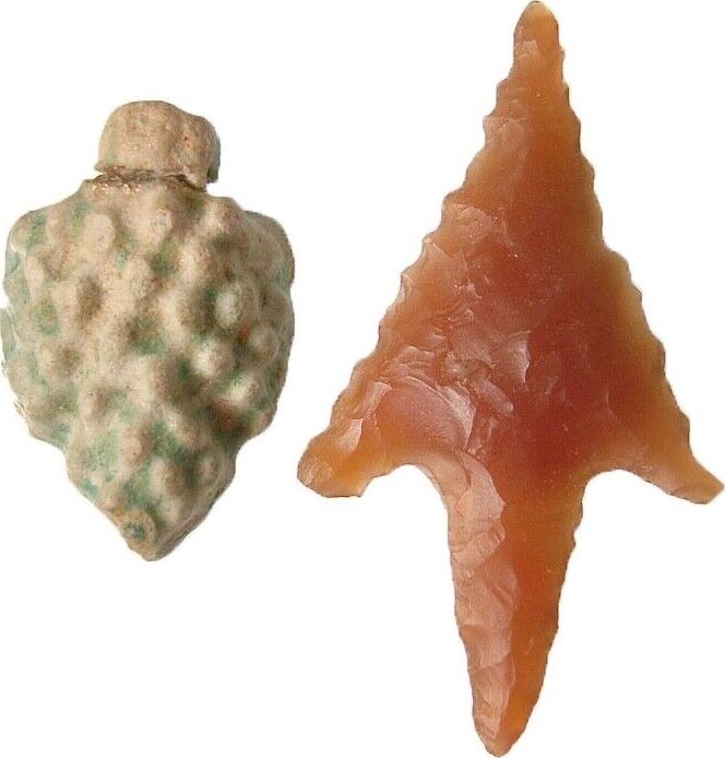 Egyptian faience silex arrowhead and grape bead, Egypt - Pharaoh - | MA ...