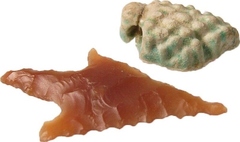 Egyptian faience silex arrowhead and grape bead, Egypt - Pharaoh - | MA ...