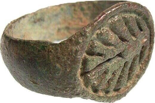 SIGNET RING: Rare Roman finger ring with floral ornamentation - leaf ...