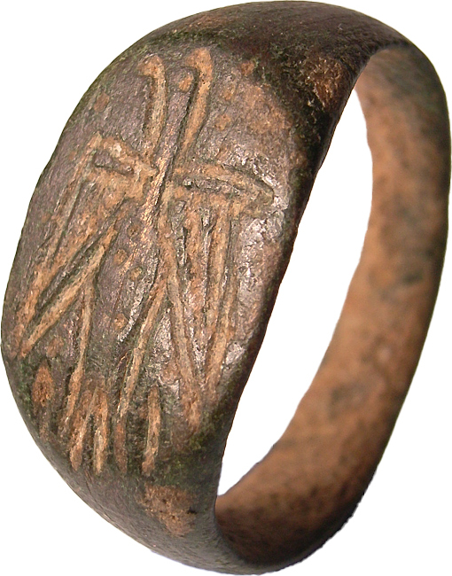 Roman Byzantine finger ring with eagle decoration made of bronze ...