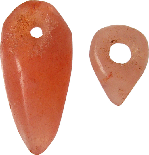 Two Stone Age jewelry pendants made of carnelian, Neolithic collection ...