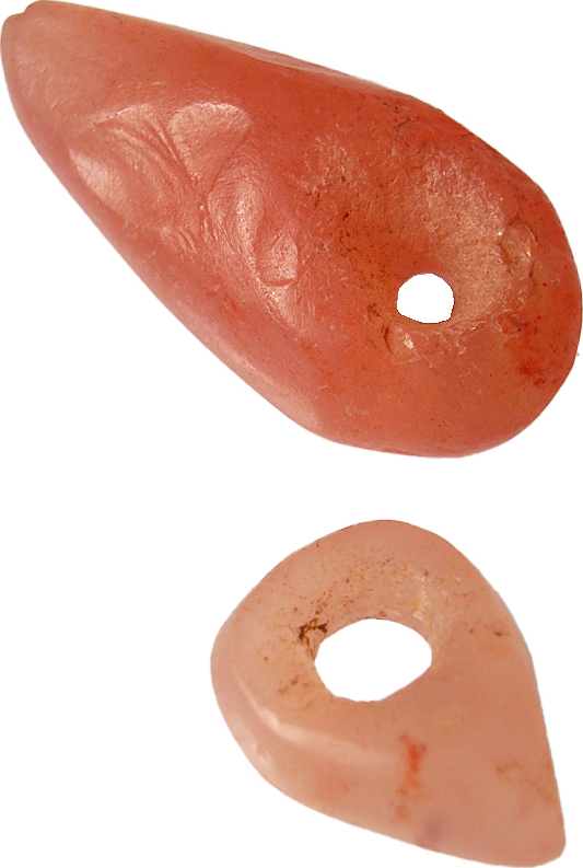 Two Stone Age jewelry pendants made of carnelian, Neolithic collection ...