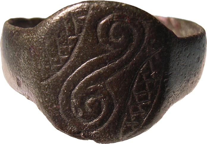Late Roman/Merovingian finger ring with bronze decoration, migration of ...