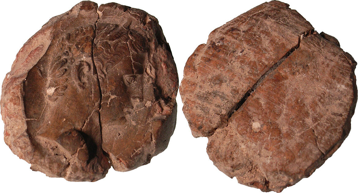 Roman clay tessera for theater entry, terracotta seal, Ancient Rome ...