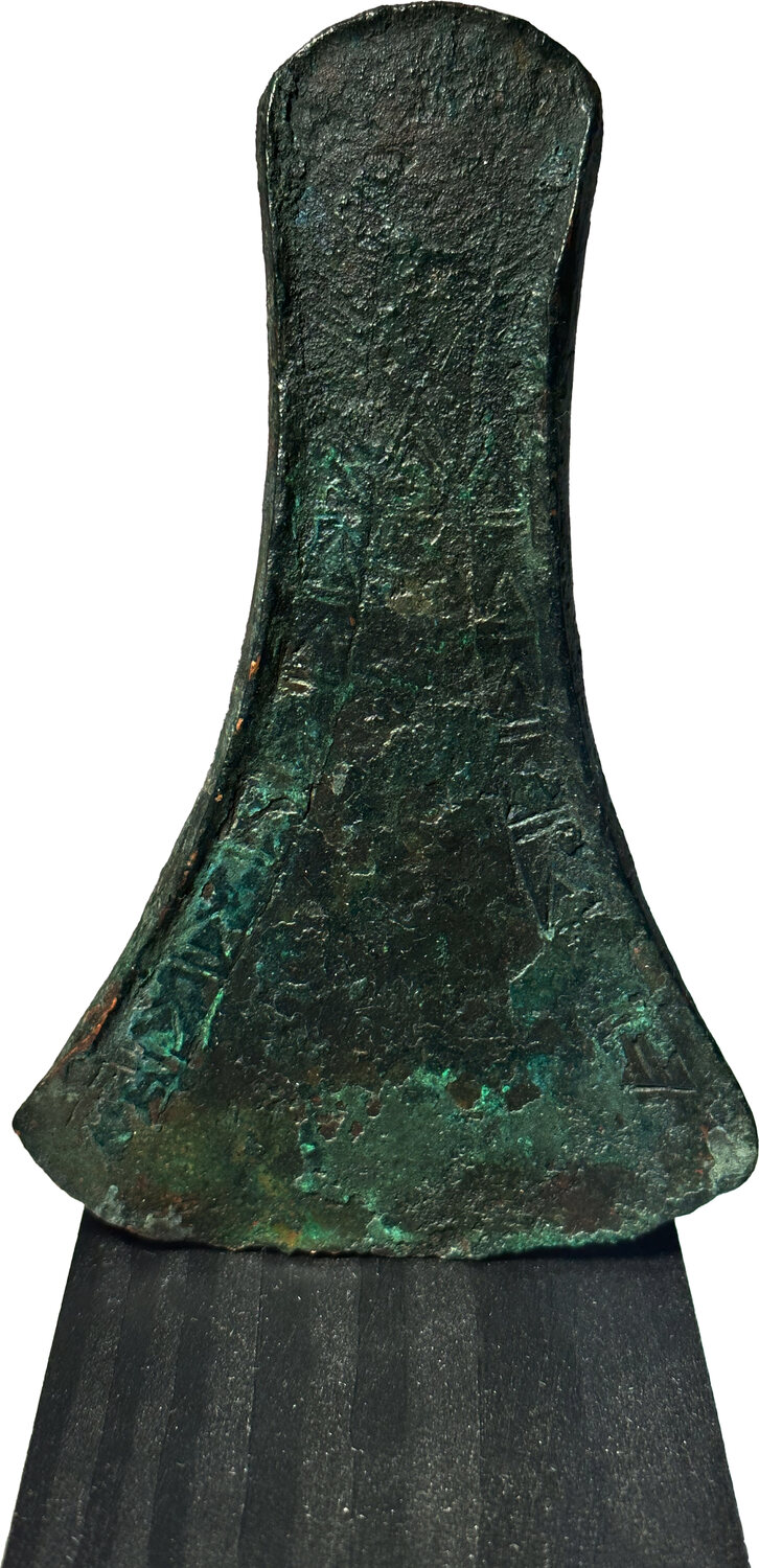 Decorated edge axe from the Bronze Age, cult ax with a line pattern ...