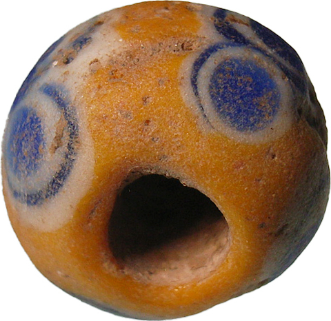 RARE Celtic eye bead, decorative bead made of yellow glass with blue ...