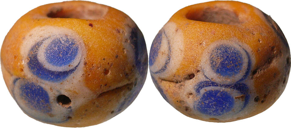 RARE Celtic eye bead, decorative bead made of yellow glass with blue ...