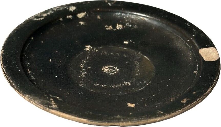 Ancient Greek dinner plate with decoration Magna Graecia black varnish ...