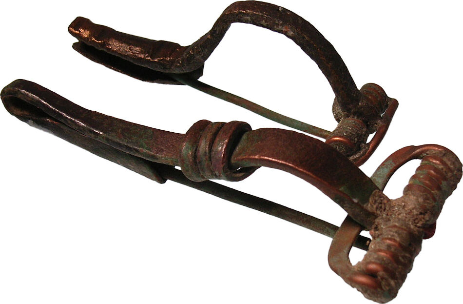 Celtic bow brooch made of bronze. Ancient Celtic collection, Bronze Age ...