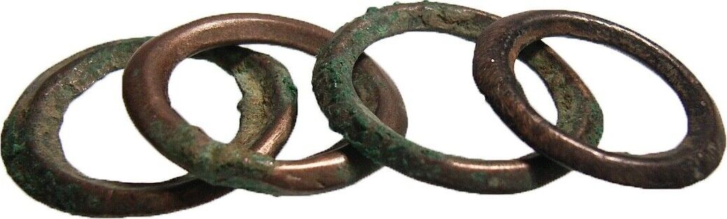 Bronze Age ring money: 4 protomoney rings made of bronze, warriors and ...
