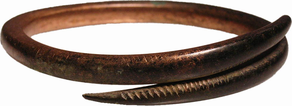 Bronze Age bangle with incised decoration in the shape of a snake ...