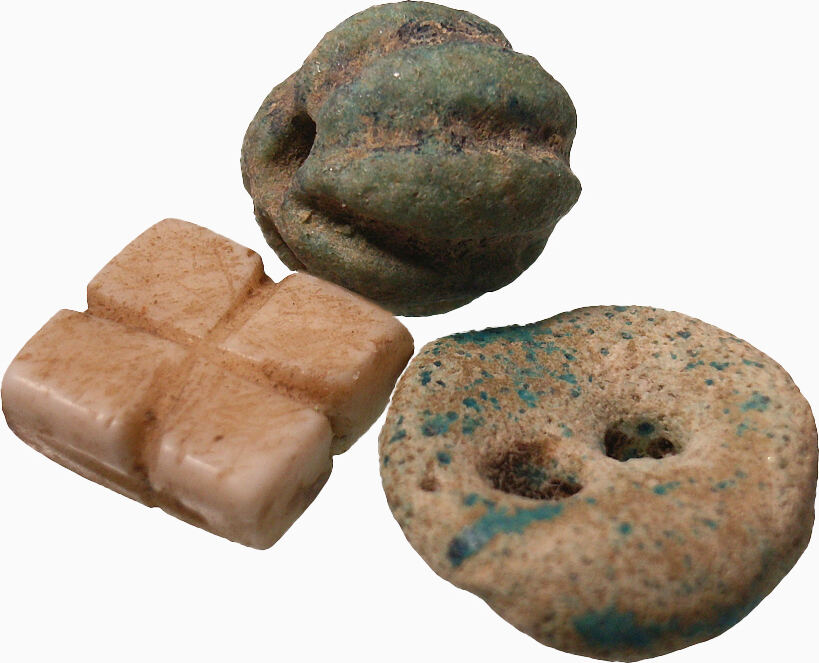 Egyptian melon jewelry beads with faience decorations, ancient Egypt ...
