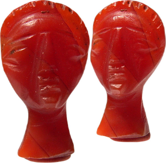 Egyptian head jewelry appliqué carnelian from the New Kingdom, Ancient ...