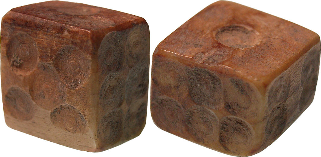 Roman dice with numbers, mill game from antiquity. Roman collection ...