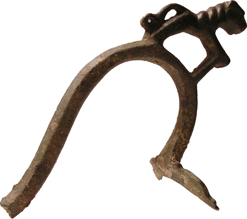 Roman jug handle with lion and dolphin decoration made of bronze ...