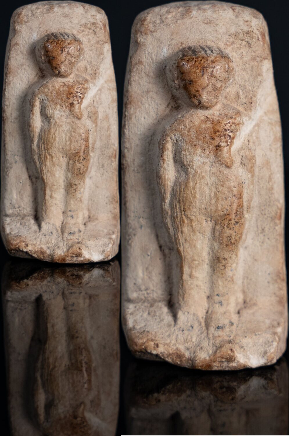 Egyptian stele with the limestone figure of a concubine. Egypt ...